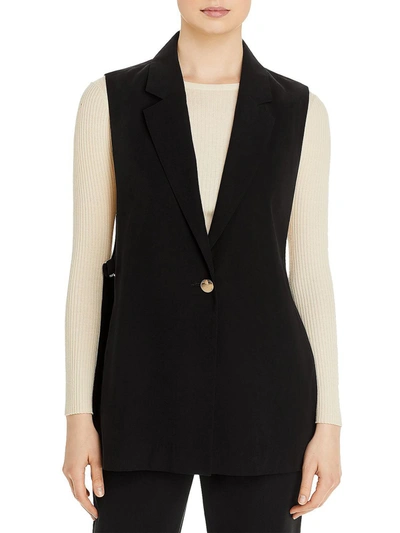 T Tahari Womens Long Collared Vest In Black | ModeSens