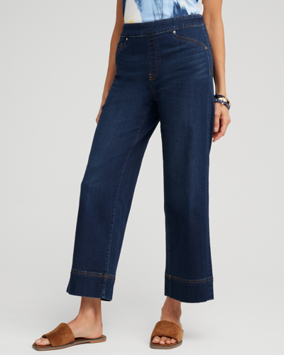 Chico's Pull-on Wide Leg Cropped Jeans In Morgana Indigo | ModeSens