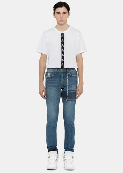 Mastermind Japan Mastermind World Blue Banded Drop Rear Logo Jeans In ...