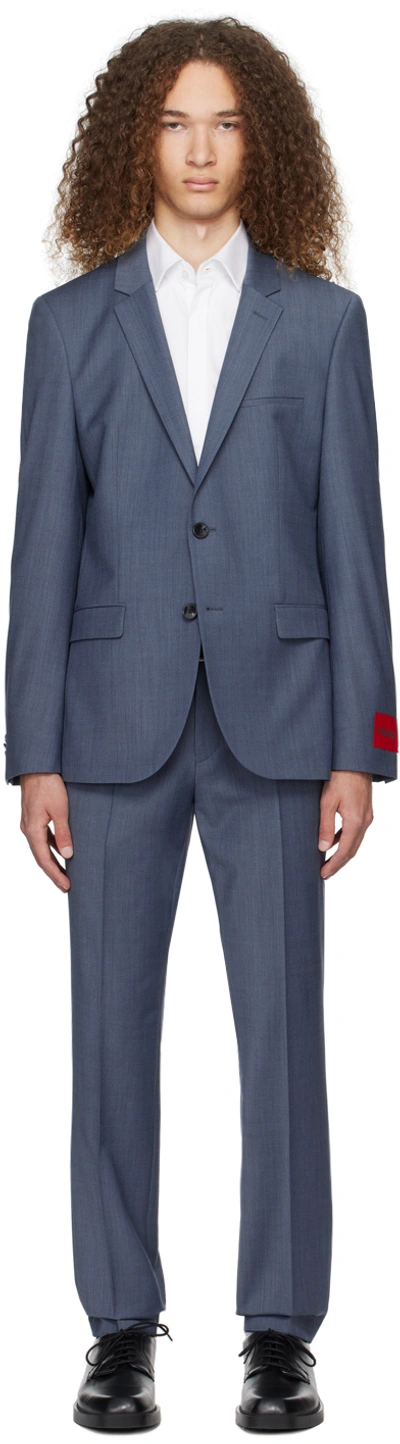 Hugo Boss Blue Slim-fit Suit In Dark Blue 405 | ModeSens