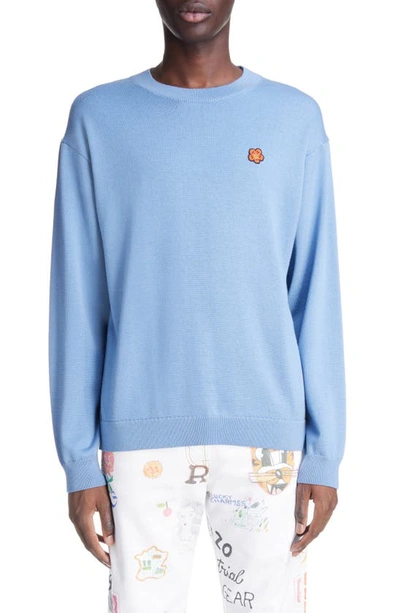 Kenzo Boke Flower Wool Crewneck Sweater In Blue | ModeSens