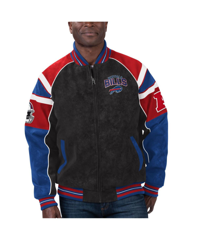 G-iii Sports By Carl Banks Men's Black Buffalo Bills Faux Suede Raglan ...