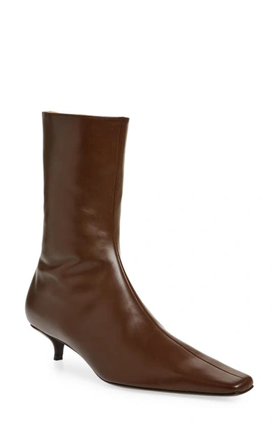 The Row Shrimpton Leather Ankle Boots In Noisette | ModeSens
