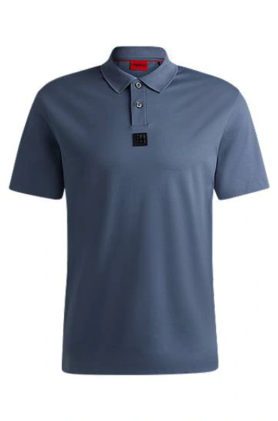 Hugo Boss Interlock-cotton Polo Shirt With Stacked Logo In Blue | ModeSens