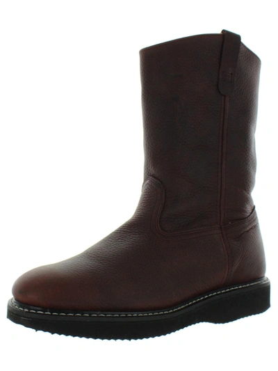 Fin & Feather Wellington Mens Leather Mid Calf Work Boots In Brown ...