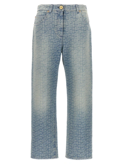 Balmain Monogram Jeans Light Blue | ModeSens