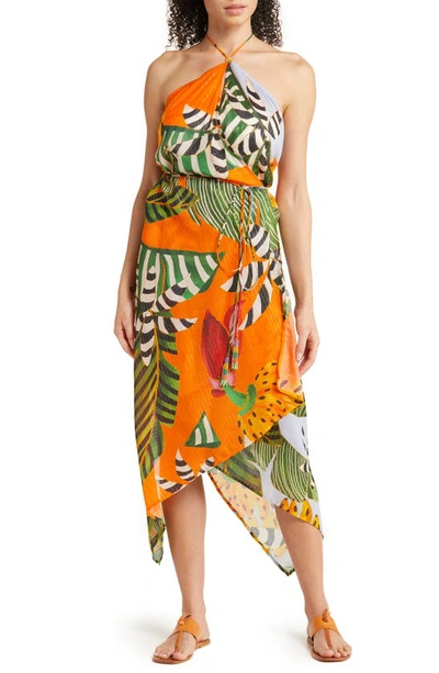 Farm Rio Midi Dress In Striped Bananas Multicolor | ModeSens
