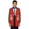 Gucci Oversized Embroidered Rabbit Knit Cardigan In Red | ModeSens