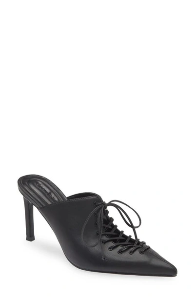 Open Edit Natalya Lace-up Pointed Toe Mule In Black | ModeSens