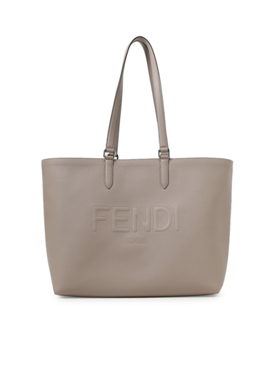 Fendi Roma Leather Shopper Bag In Corda Palladio | ModeSens