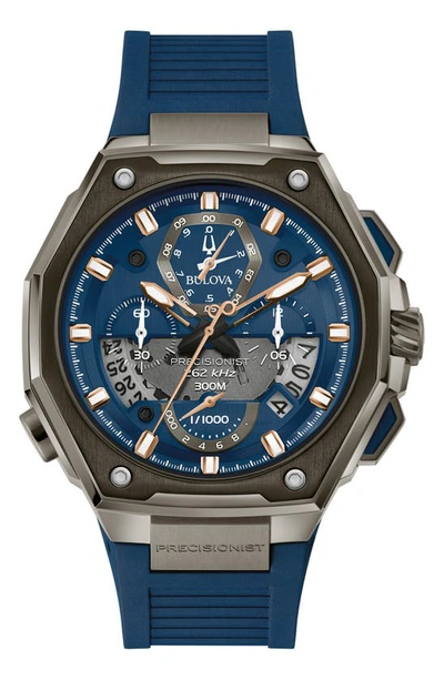 Bulova Men's Chronograph Precisionist X Blue Epdm Rubber Strap Watch 44 ...