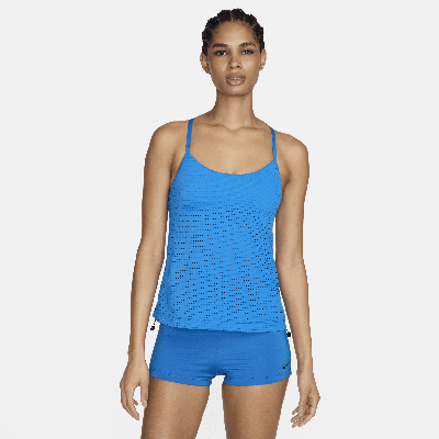 Nike Women's Essential Layered Tankini Top In Blue | ModeSens