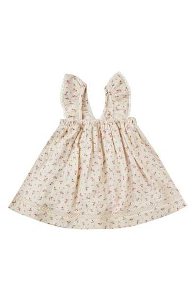 Quincy Mae Babies' Clay Ditsy Floral Print Organic Cotton Dress In Clay ...