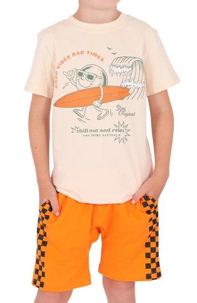 Tiny Tribe Kids' Rad Times Cotton Graphic T-shirt In Cream | ModeSens