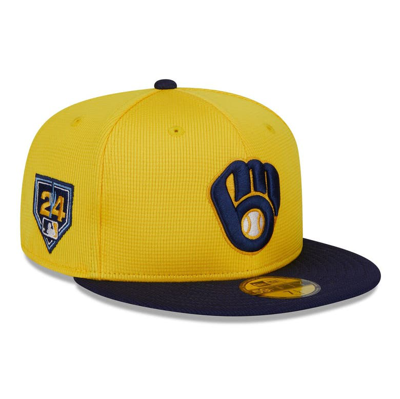 New Era Gold/navy Milwaukee Brewers 2024 Spring Training 59fifty Fitted ...