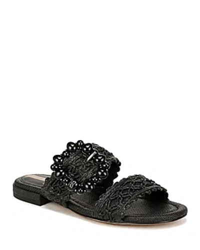 Sam Edelman Elisa Slide Sandal Black Raffia | ModeSens