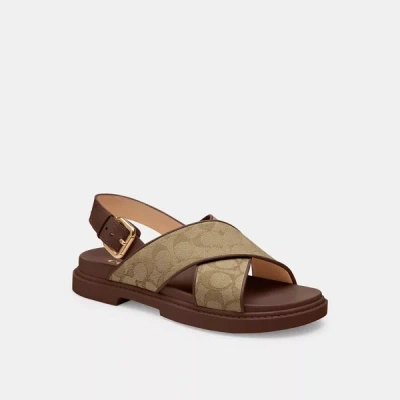 Coach Outlet Fraser Sandal In Signature Jacquard In Brown | ModeSens