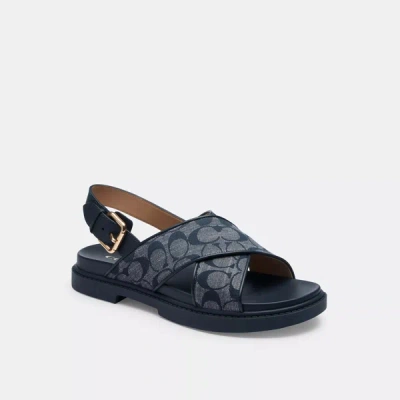 Coach Outlet Fraser Sandal In Signature Chambray In Black | ModeSens