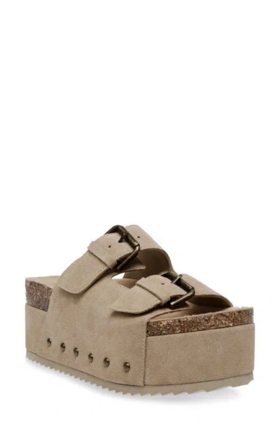 Steve Madden Women's Kali High Platform Footbed Sandals In Camel Suede ...