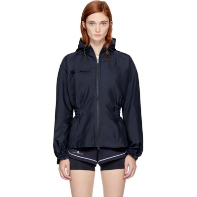 Adidas By Stella Mccartney Navy Hooded Running Jacket In Night Steel ...