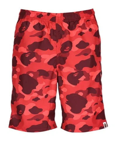 A Bathing Ape Pattern Shorts In Red | ModeSens