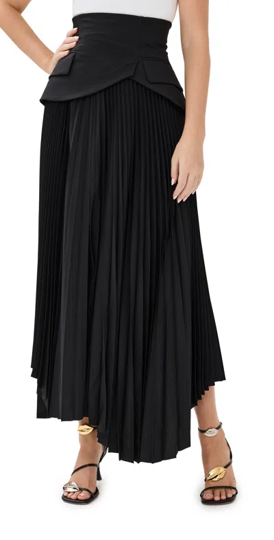 A.w.a.k.e. A. W.a. K.e. Mode Maxi Pleated Asymmetric Skirt With Basque ...