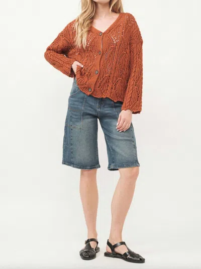 Aaron & Amber Emma Knit Cardigan In Rust In Multi | ModeSens