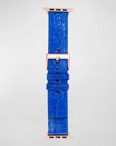 Abas Alligator Apple Watch Band In Electric Blue | ModeSens