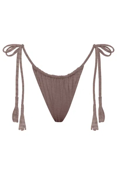 Acacia Taylor Ribbed Terry Bikini Bottom In Taupe In Gray | ModeSens