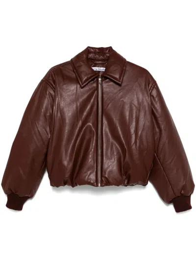 Acne Studios Coated Bomber Jacket In Dark Burgundy | ModeSens