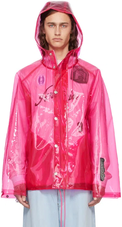 Acne Studios Pink Transparent Jacket In Acr Berry Pink | ModeSens