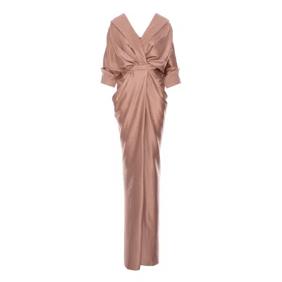 Acob À Porter Women's Gold / Neutrals Draped Long Dress Beige | ModeSens