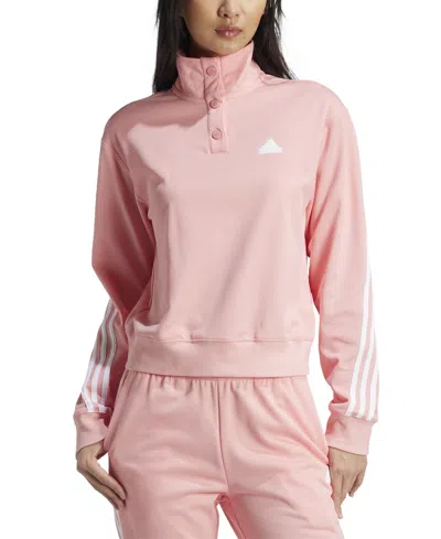 Adidas Originals Women's Iconic 3-stripes Quarter-snap Track Top In ...