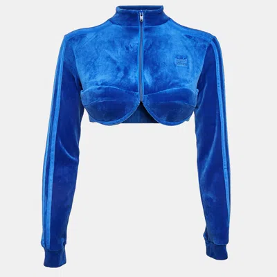 Pre-owned Adidas Originals X Jeremy Scott Blue Velvor Crop Track Jacket ...