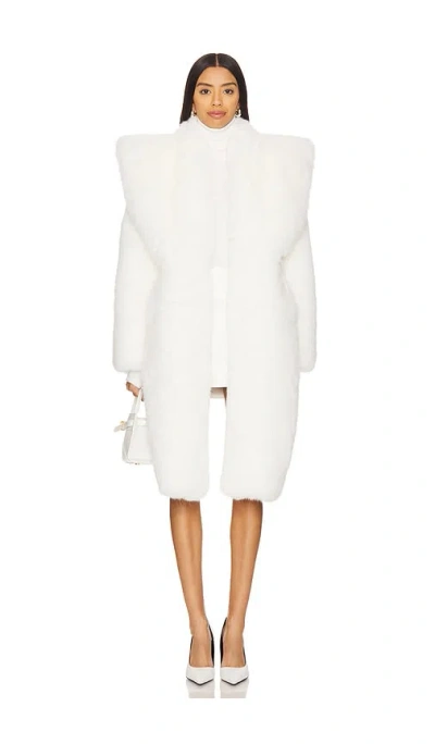 Adrienne Landau The Renaissance Faux Fur Coat In White | ModeSens