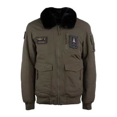 Aeronautica Militare Pilot Jacket With Removable Collar In Green | ModeSens