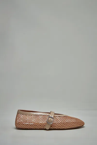 Alaïa Ballet Flats In Fishnet In Nude & Neutrals | ModeSens