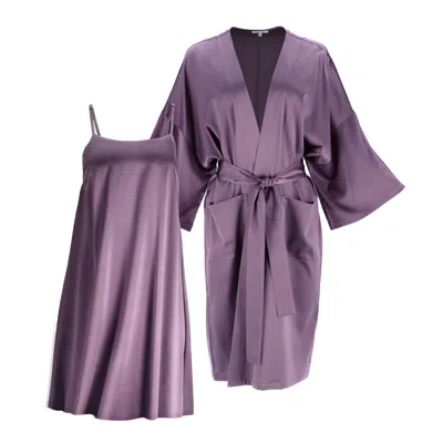 Alas Pink / Purple Silk Robe & Midi Dress Set 'meteya&aphrodite' In ...