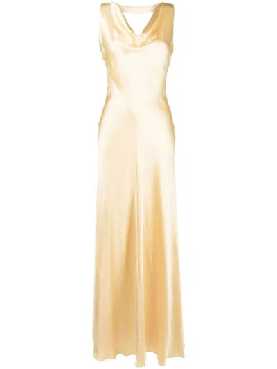 Alberta Ferretti Cut-out Sleeveless Silk Gown In Nude | ModeSens