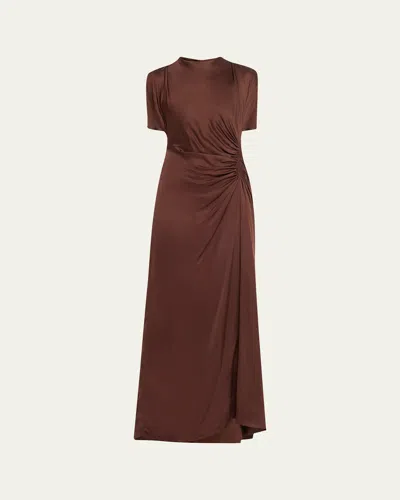 A.l.c Nadia Ruched Petal-sleeve Gown In Chocolate | ModeSens