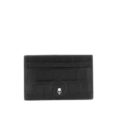 Alexander Mcqueen Black Embossed Croc Card Holder | ModeSens