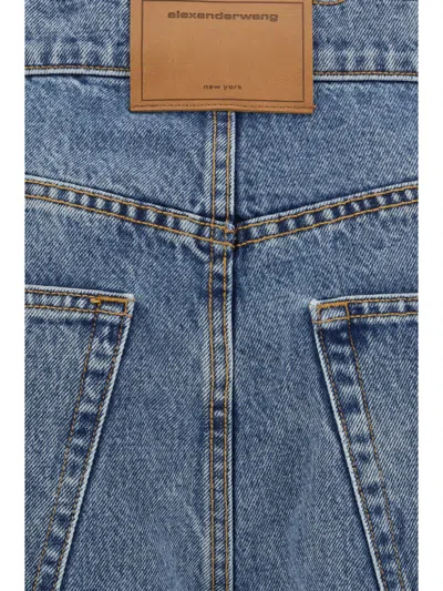 Alexander Wang Balloon Jean Cursive Logo Fray In Blue | ModeSens