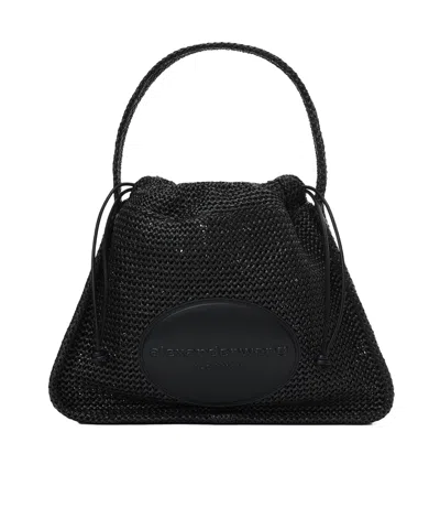 Alexander Wang Large Ryan Logo-patch Raffia Shoulder Bag In Black ...