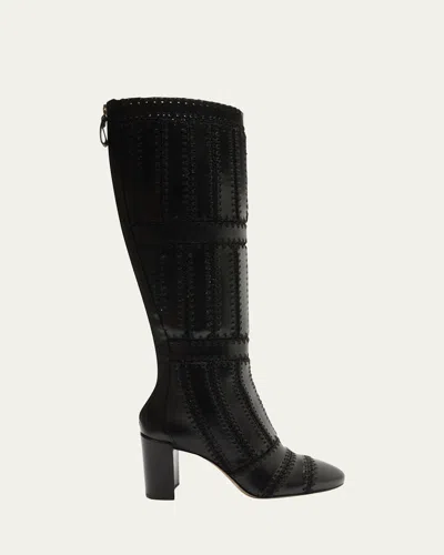 Alexandre Birman Regina Patchwork Knee-high Combat Boots In Black ...