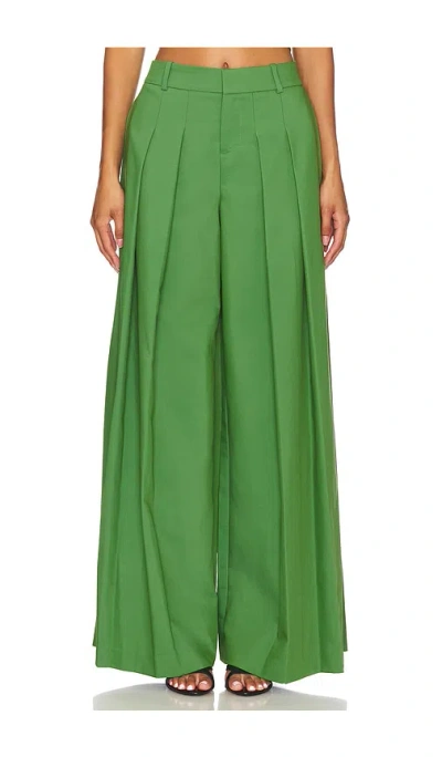 Alice And Olivia Blaire Ultra Low Rise Pleated Pant In Green | ModeSens