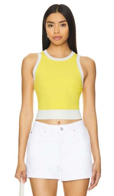 Alice And Olivia Boyd Tank In Happy Yellow & Soft White | ModeSens