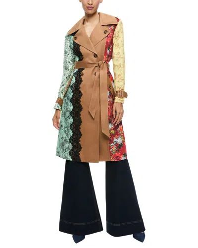 Alice And Olivia Keith Midi Linen-blend Trench Coat In Brown | ModeSens