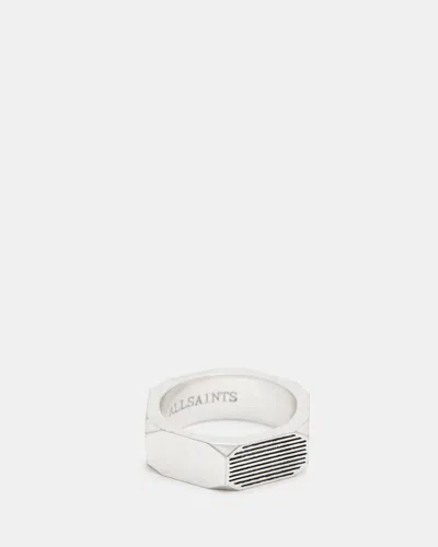 Allsaints Alex Textured Hexagon Ring In Warm Brass | ModeSens