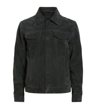 Allsaints Suede Hopper Jacket In Washed Black | ModeSens