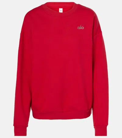 Alo Yoga Accolade Cotton-blend Terry Sweatshirt In Red | ModeSens
